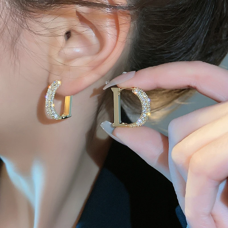 Fashion-Rhinestone-Initial-Letter-D-Stunning-Earrings-Luxury-Brand-Gold ...