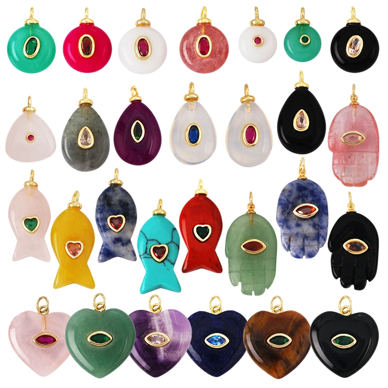 Fashion Heart Drop Shape Pendant Necklace,Amethyst Turquoise Red Black ...