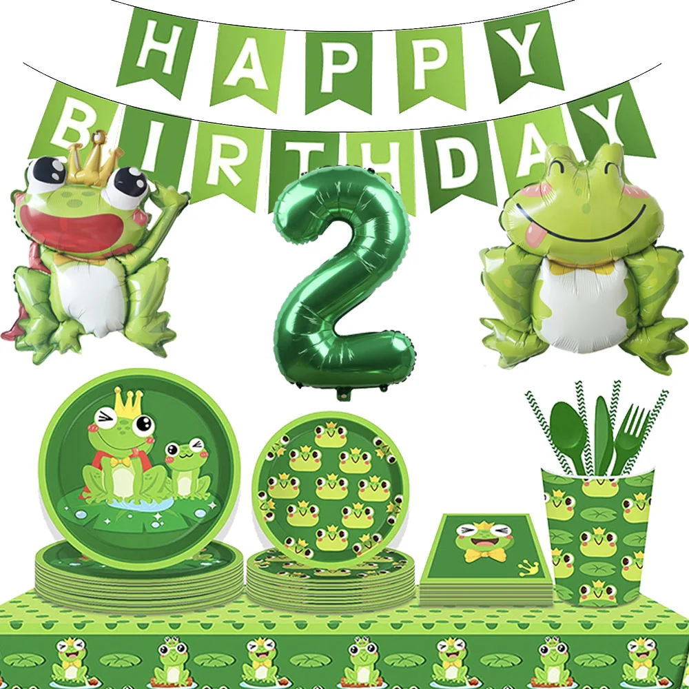 Frog-Birthday-Party-Decoration-Disposable-Tableware-Plates-Cups-Napkins ...