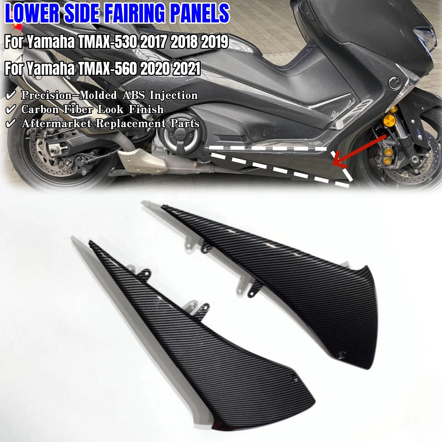 Motorcycle Lower Side Fairing Panels for Yamaha TMAX 530 2017 2018 2019 ...