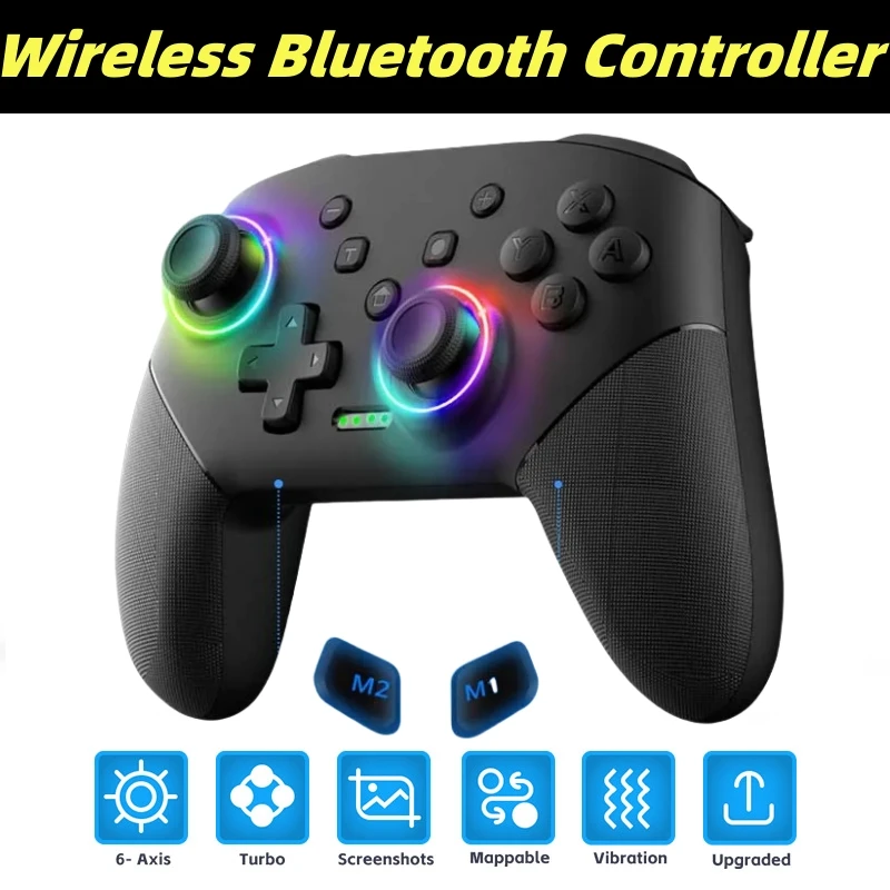 Wireless-Controller-RGB-For-Nintendo-Switch-OLED-Lite-Console-Pro-Gamepad-with-1000Mah-Battery ...