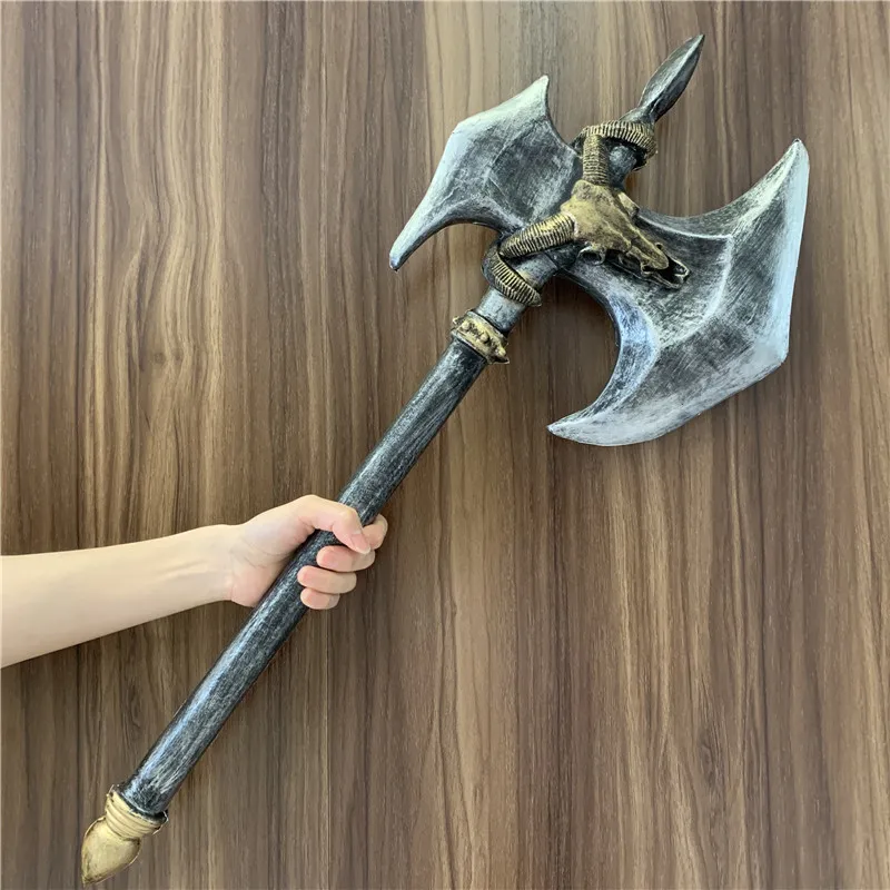 60cm Sheep Beast Axe Cosplay Weapon Medieval Gold Sheep War Axe Movie ...