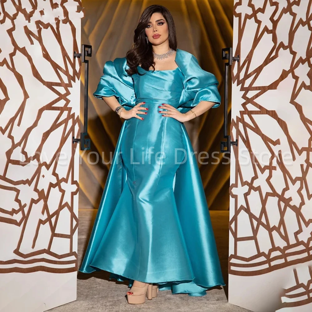 Elegant-Square-Collar-Satin-Evening-Dresses-Simple-A-Line-Party-Prom ...