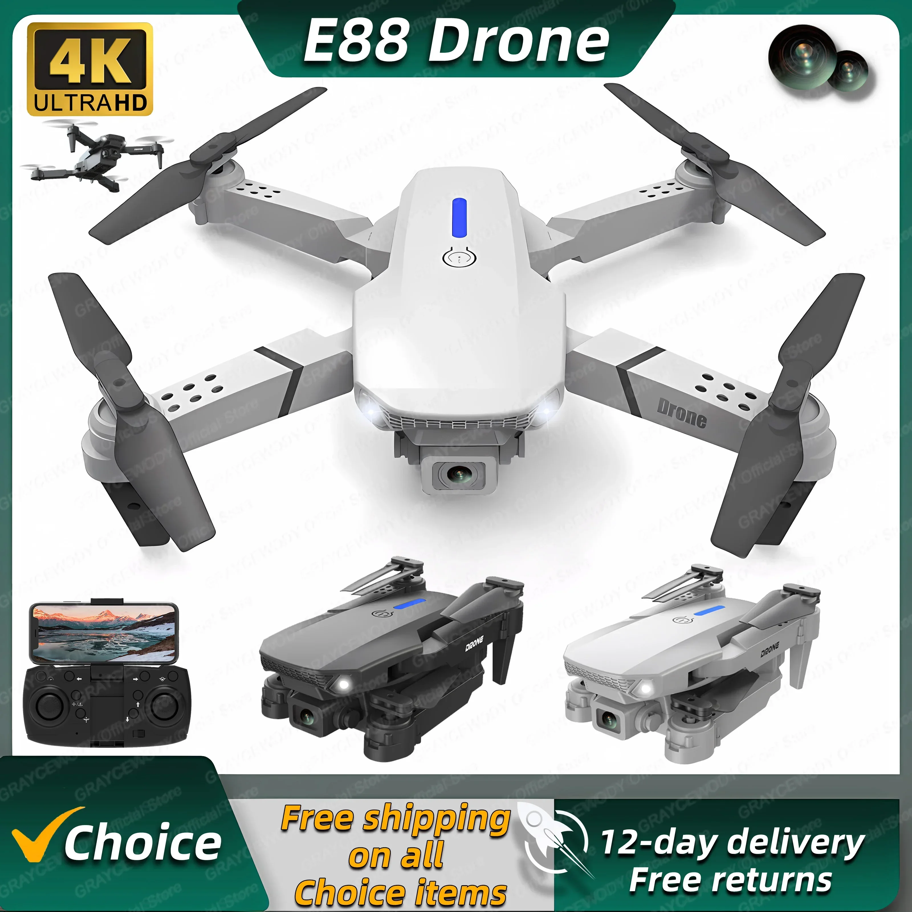 New-E88-Pro-RC-Drone-4K-Professinal-With-1080P-Wide-Angle-Dual-HD ...