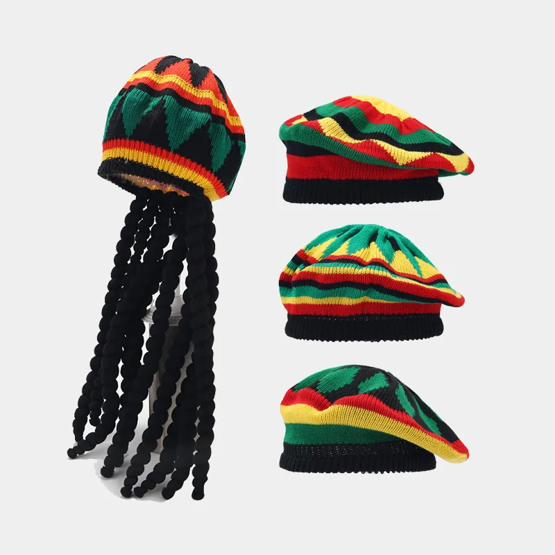 Trendy Unisex Knit Braid Hat Jamaican Bob Rasta Beanie Cap Hip Hop Cap ...