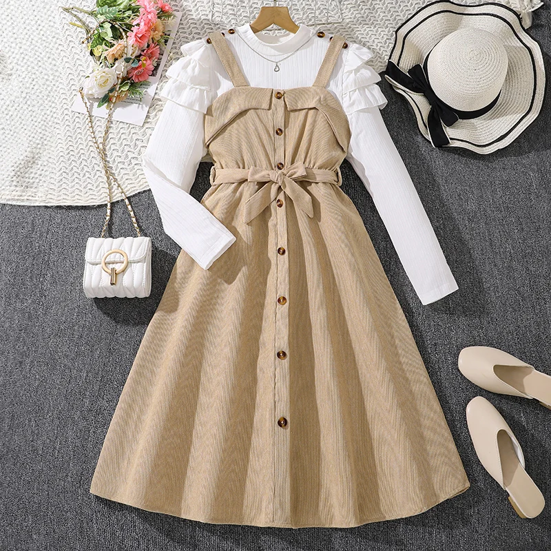Children-s-Autumn-2Pcs-Set-Clothes-Suit-For-Girls-White-Long-Sleeves-To ...