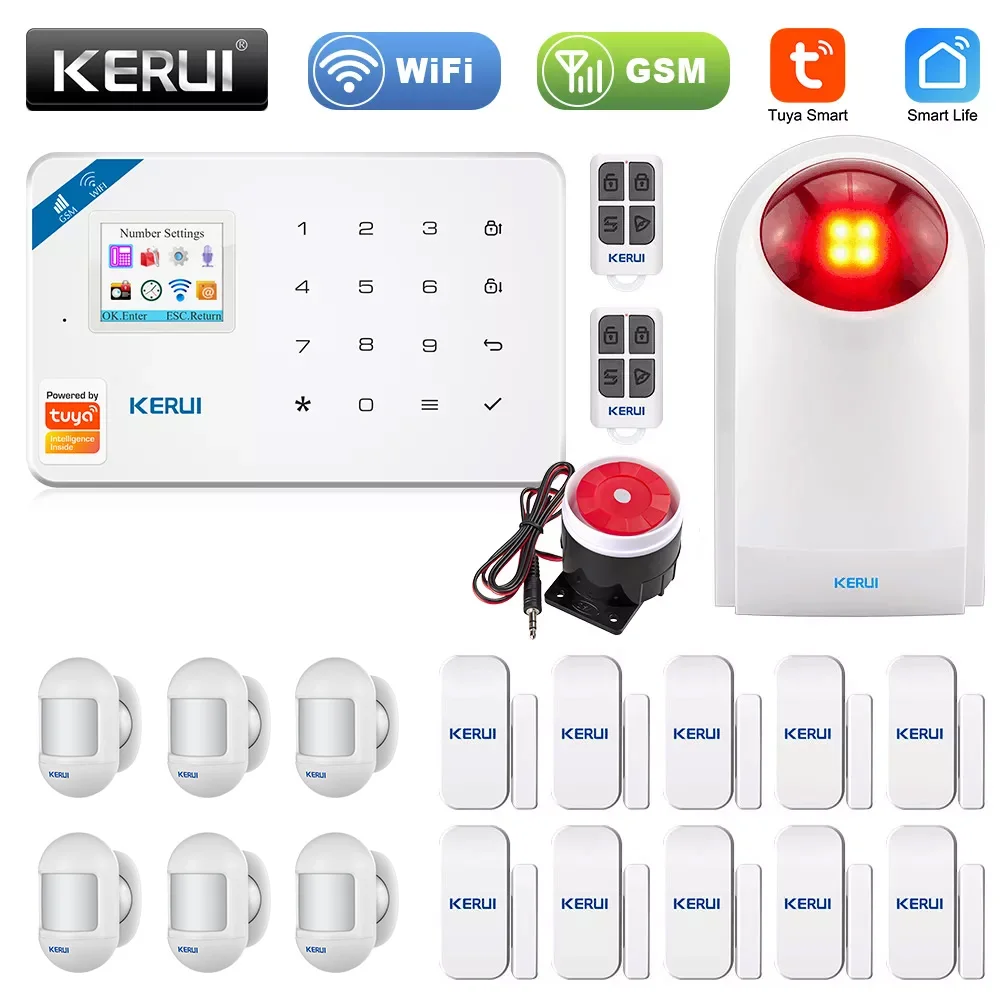 KERUI W181 Tuya Smart Home WIFI GSM Alarm System Burglar Home Security ...