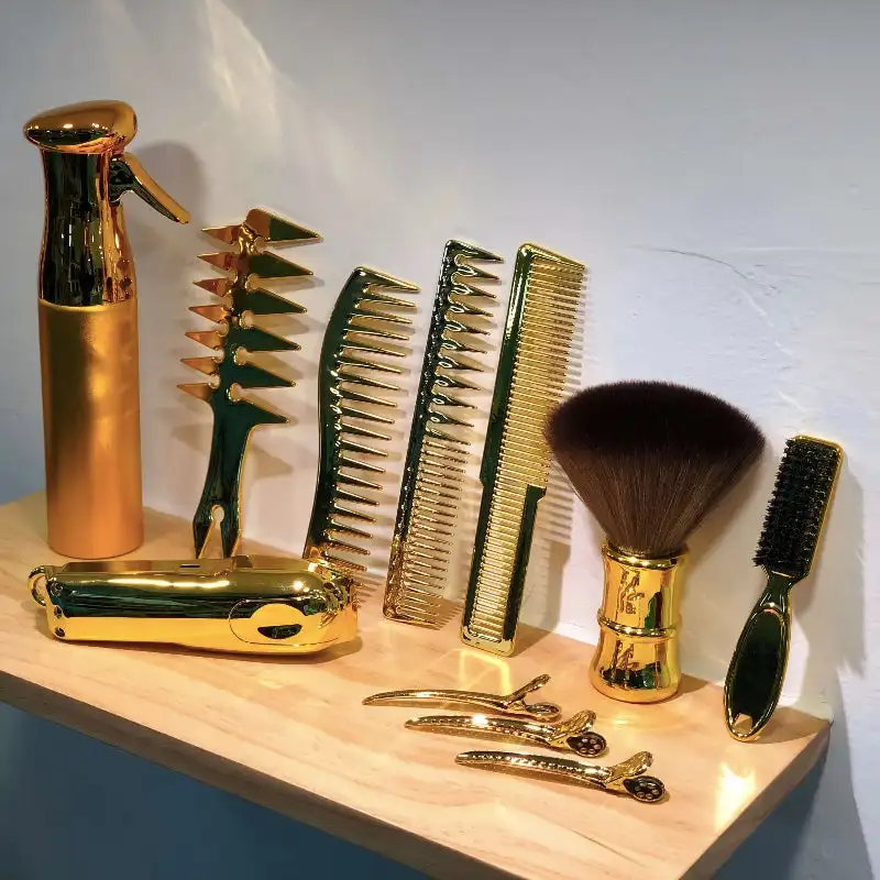 11-pcs-Barber-Gold-Set-Includes-Water-Sprayer-Oil-Head-Comb-Cutting ...