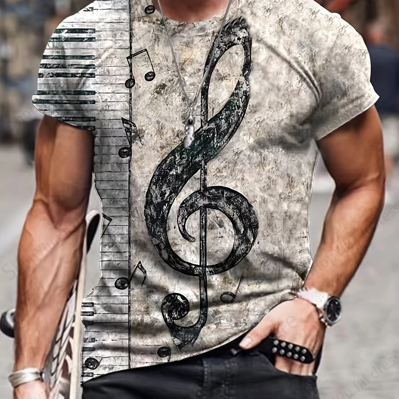 Camiseta-con-estampado-3d-de-nota-musical-para-hombre-y-mujer-camisa-de ...