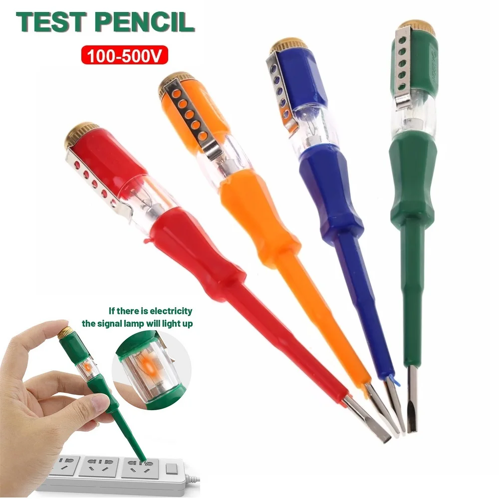 1pc-Test-Pen-100-500V-121mm-Plastic-Stainless-Steel-For-Home-Shop ...