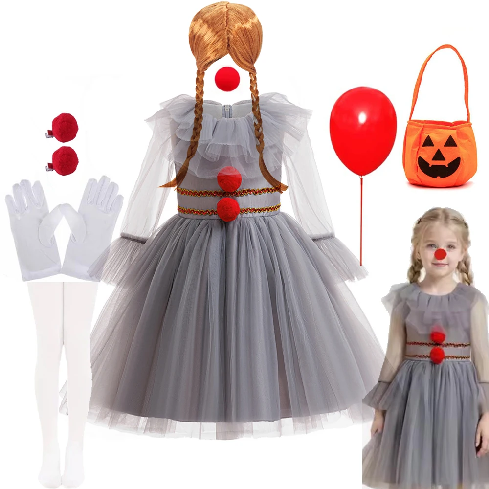 Disfraz de Halloween, vestido tutú gris para niñas, película Joker ...