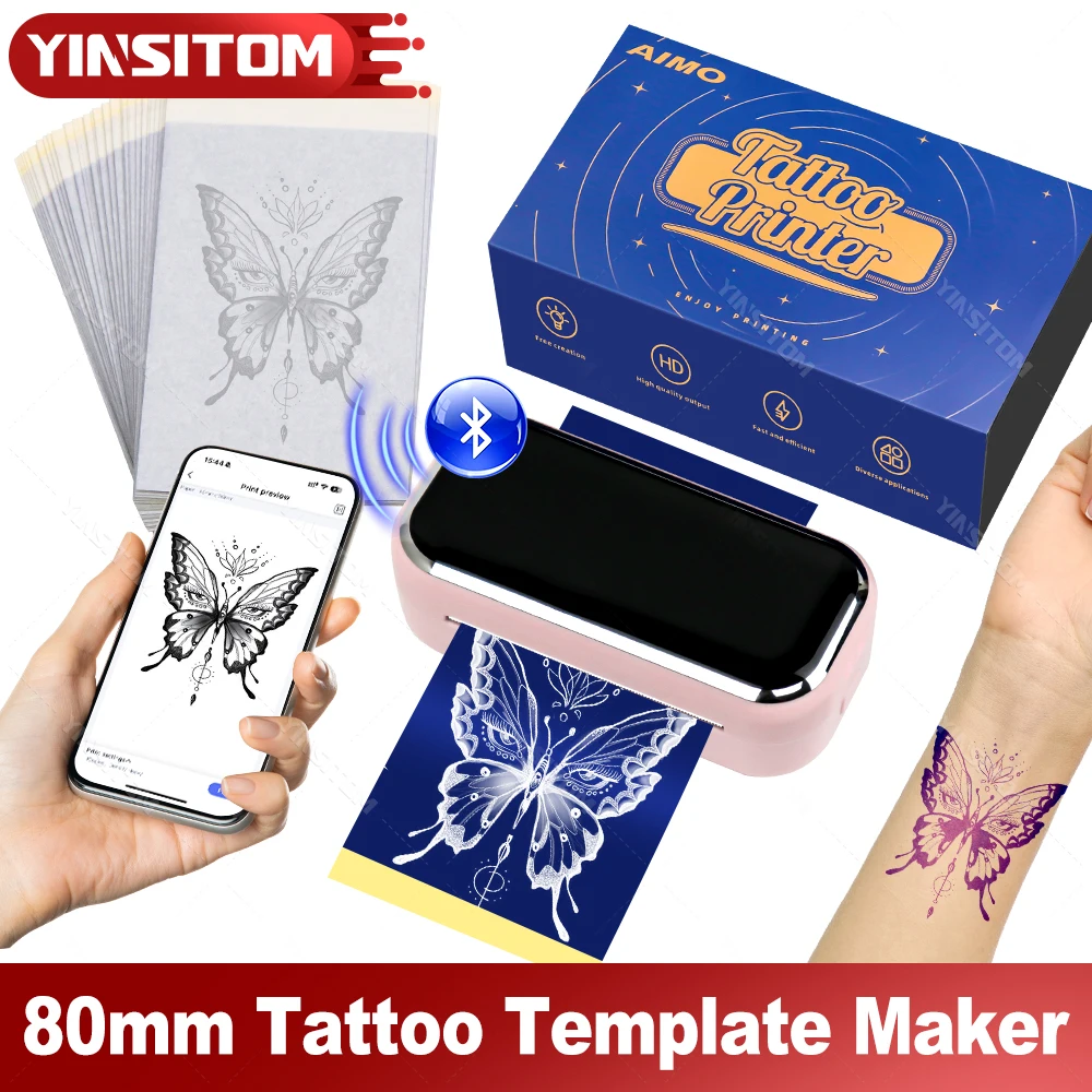 80mm Mini Tattoo Stencil Transfer Printer Portable Thermal Stencil Line ...