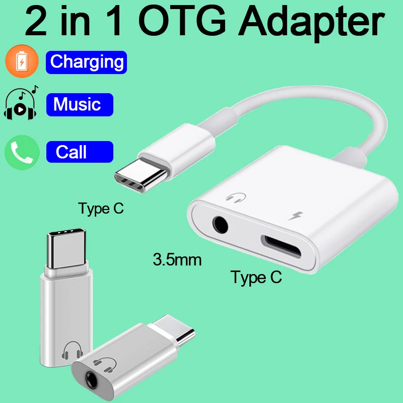 2-in-1-Splitter-AUX-OTG-Adapter-For-Xiaomi-Redmi-POCO-Samsung-Huawei ...