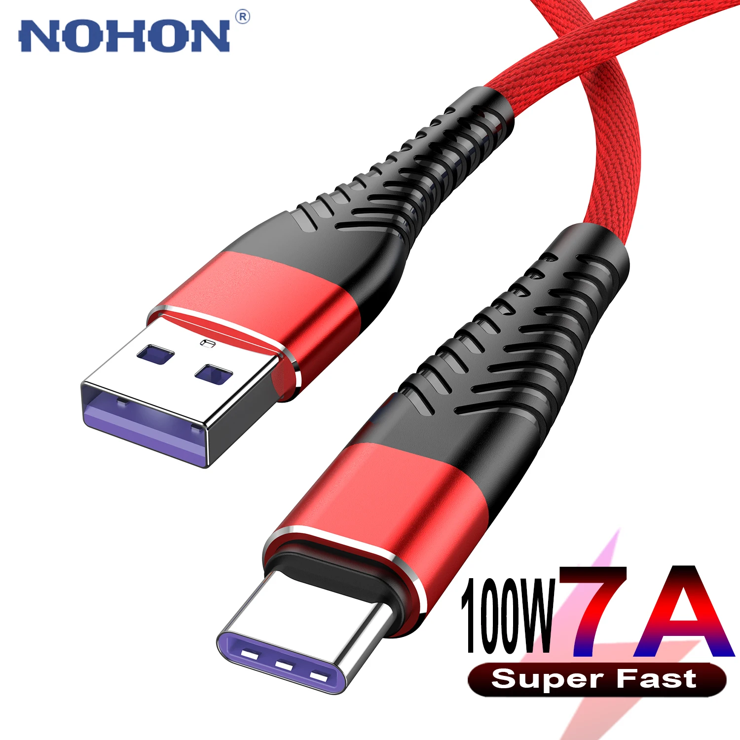 Cable USB tipo C de carga súper rápida, cargador de datos de 3M, 100W, 7A, para Huawei P30 P40 ...