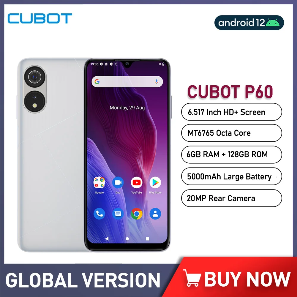 Cubot teléfono móvil inteligente P60, Smartphone con Android 12, pantalla HD de 6.517 pulgadas ...