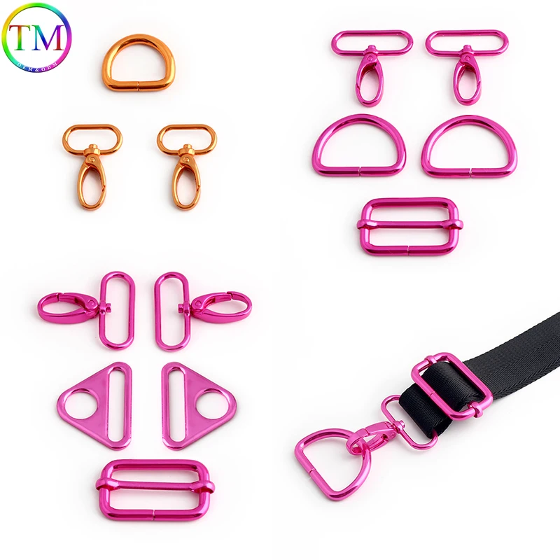 2/5/10Set 25/38mm Adjuster Slider Triangle Buckle Snap Hook Pull-core ...