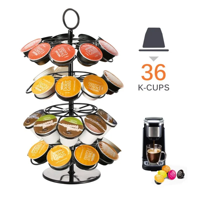 Rotating Coffee Capsule Holder Metal Coffee Pod Display Storage Rack 36 ...