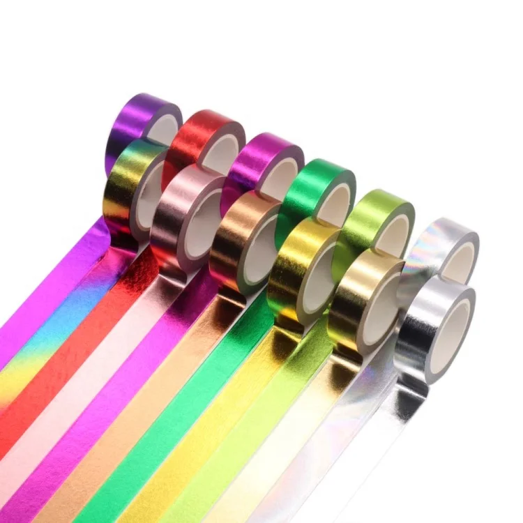 Solid Foil Washi Tape 15mm Width 10m Length Colorful Paper Adhesive ...
