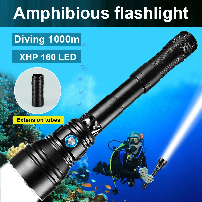 Professional-Diving-Light-XHP160-10000LM-Waterproof-IPX8-Underwater-LED ...