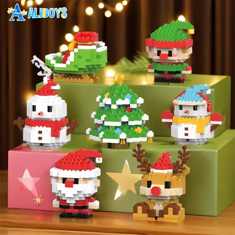 Christmas-Building-Block-Santa-Claus-Snowman-Elk-Tree-Micro-Brick ...