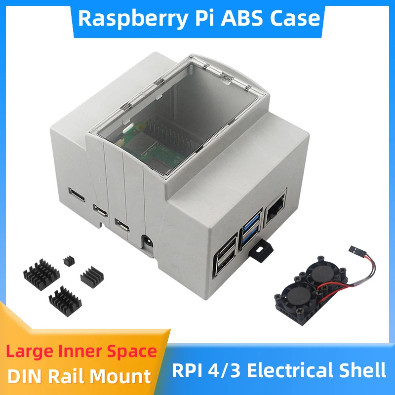 Raspberry-Pi-4-ABS-Case-Electrical-Box-DIN-Rail-Modular-Shell-Optional ...