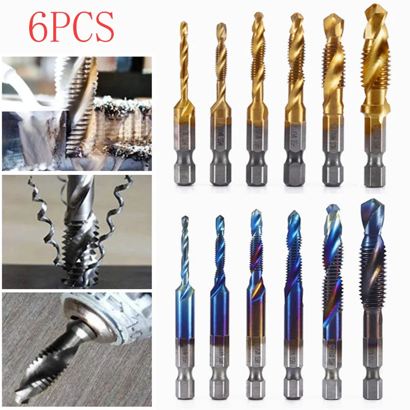 Titanium Plated Hex Shank Screw Thread Metric Tap Drill Bits Machine ...