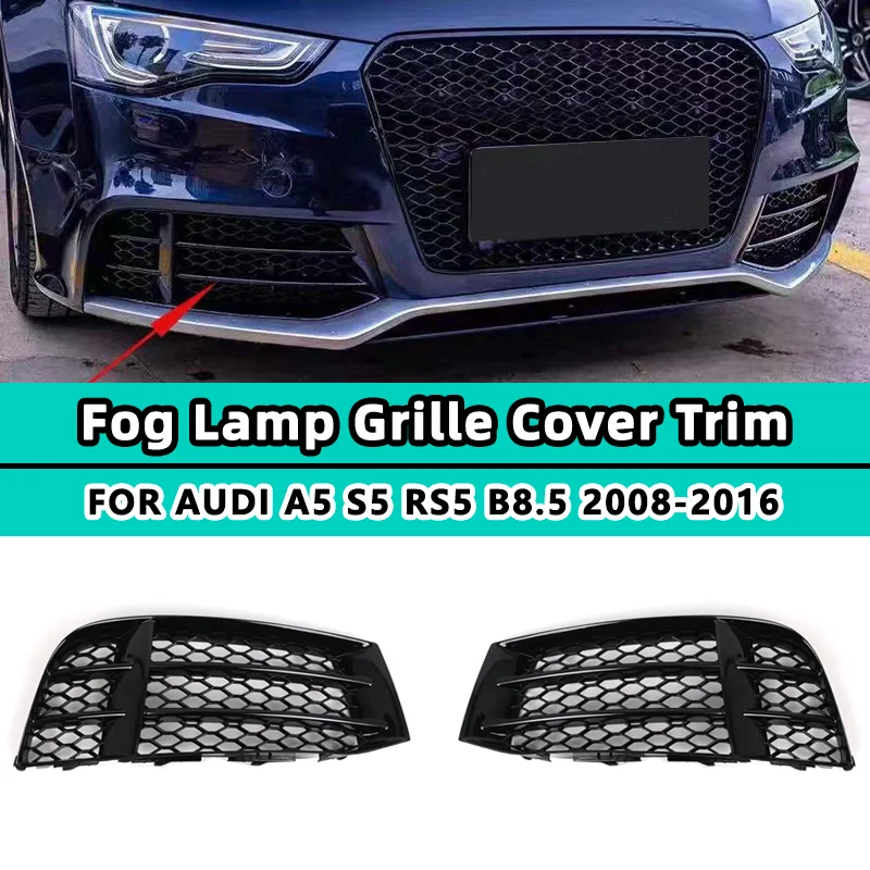 Glossy-Black-Car-Fog-Light-Grill-Cover-For-Audi-A5-S5-RS5-B8-5-2008 ...