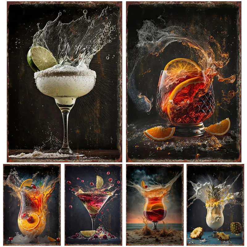 Cocktail-Explosion-Modern-Cosmopolitan-Drink-Poster-Metal-Tin-Sign-Pub ...