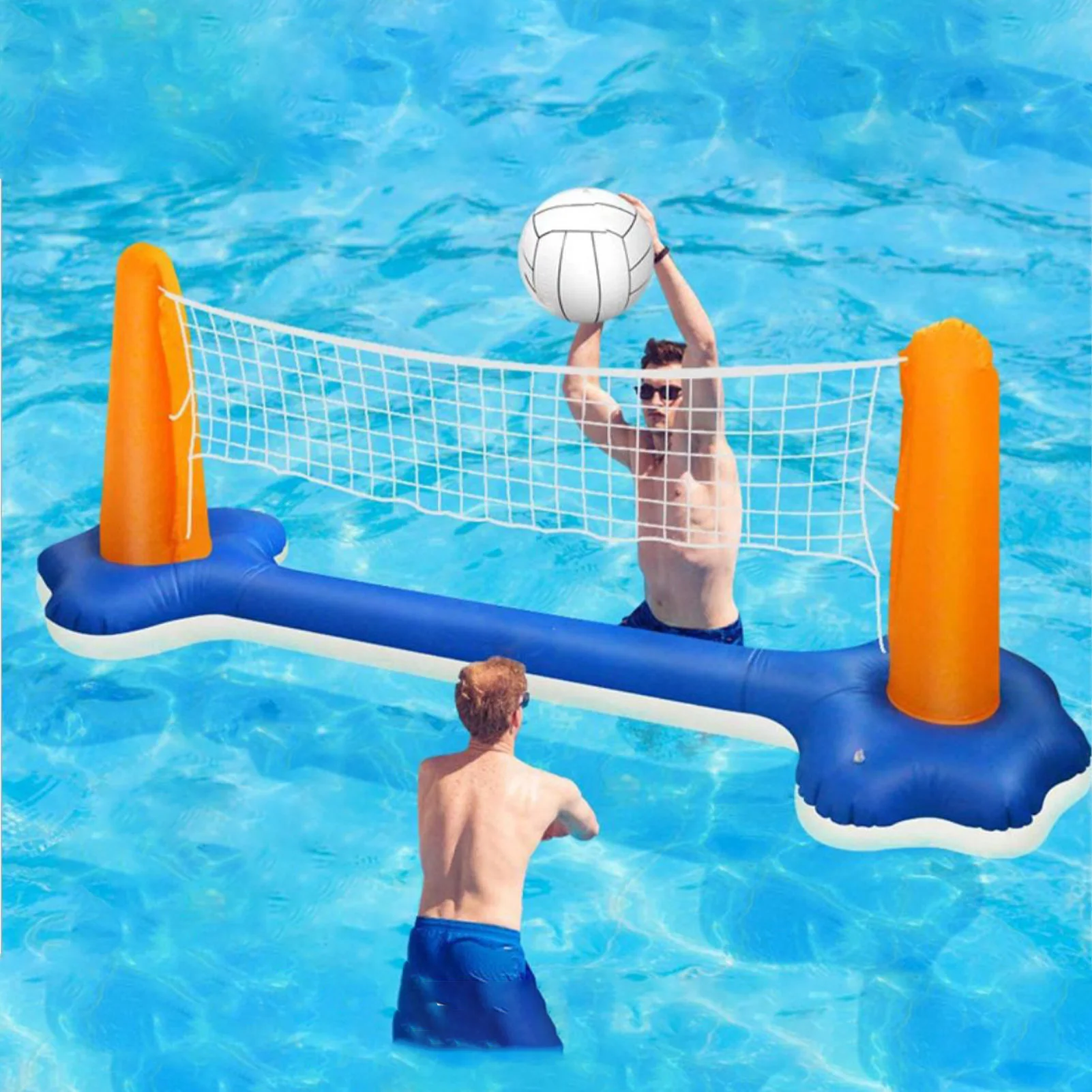 Inflável Piscina Float Set Jogos Piscina Voleibol Net Basketball Goal ...