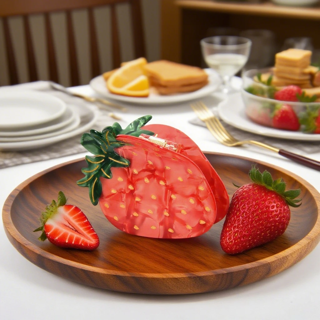 DS 8.8CM Fruit Series Strawberry Hair Claw Eco-friendly Acetate Claw ...