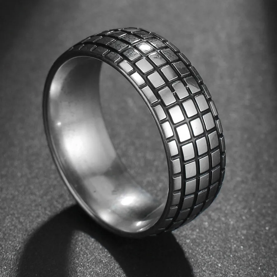 Retro Silver Color Stainless Steel Ring Cool Motorcycle Tire Rings For ...