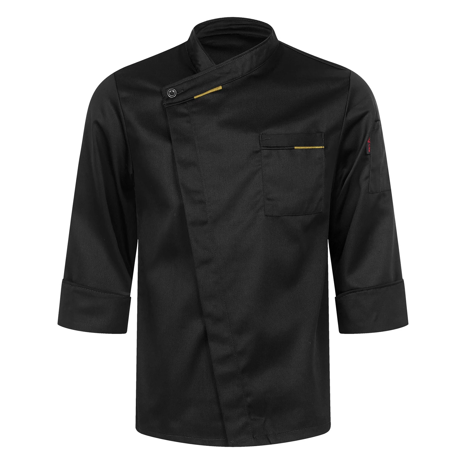 Mens-Chef-Shirt-Work-Uniform-Cross-Over-Collar-Chef-Coat-Kitchen ...