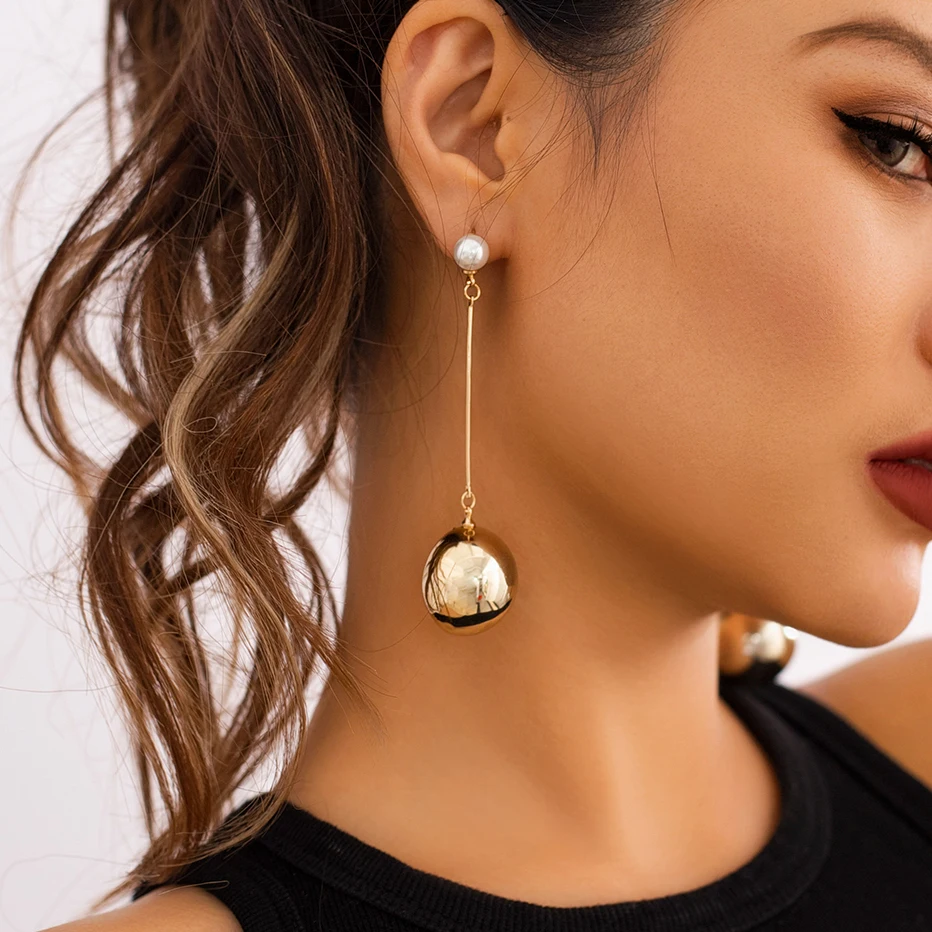 Ingemark-Punk-Imitation-Pearl-CCB-Big-Ball-Long-Chain-Drop-Earrings-for ...