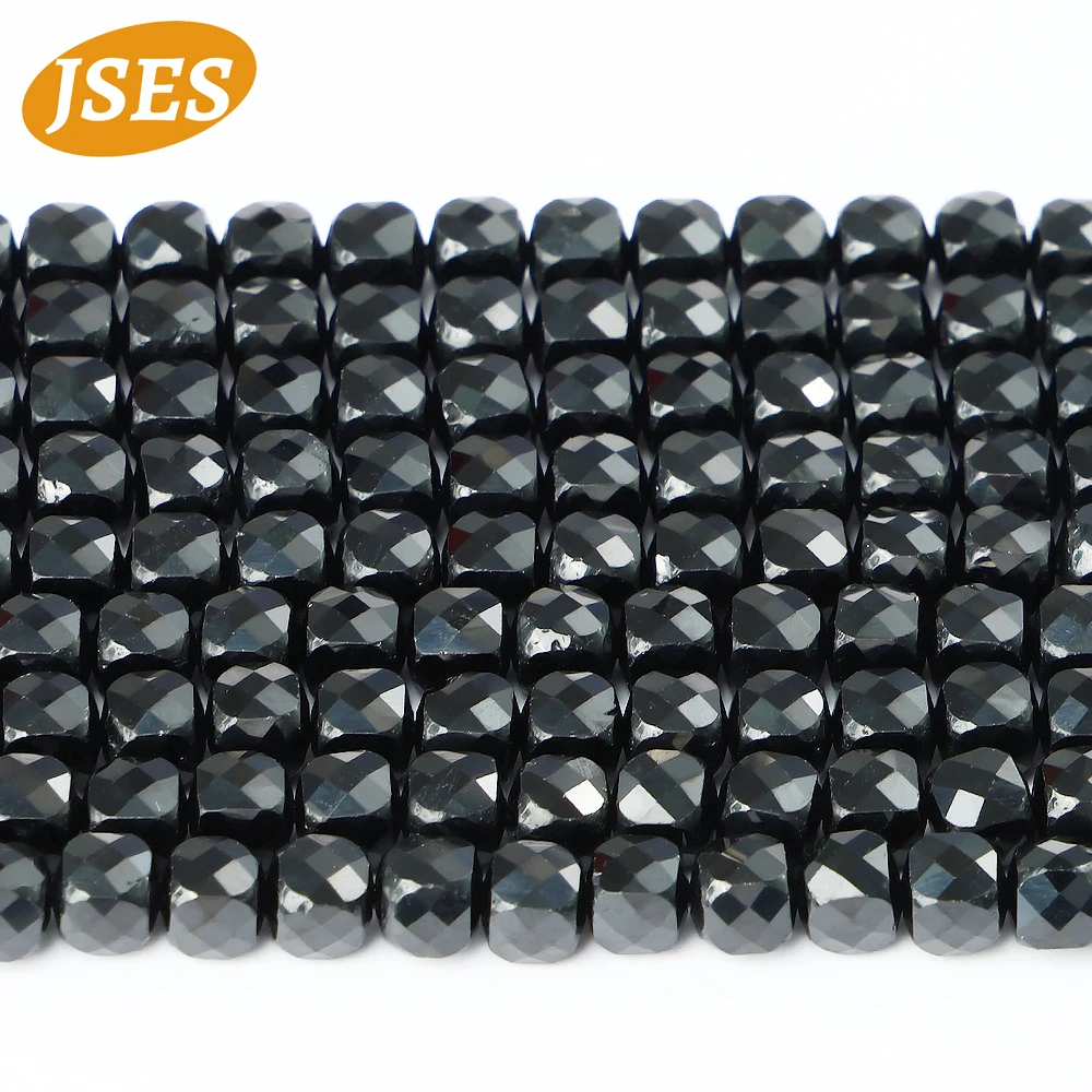 Natural-Black-Spinel-Cube-Faceted-Beads-Spacer-Loose-Stone-Small-Seed ...