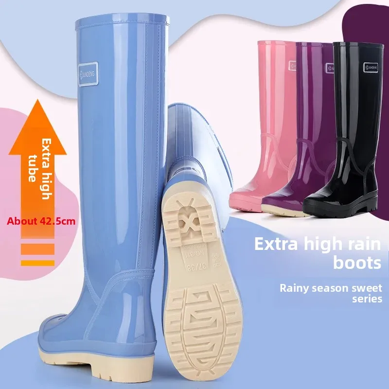 Women's Thickened High-Tube Winter Warm Fleece Waterproof Kitchen Non ...