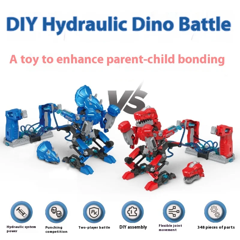 New Manual Diy Assembly Hydraulic Fight Boxing Dinosaur Robot Children ...
