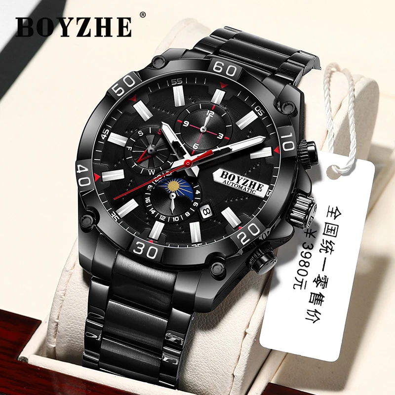 Watches Mens BOYZHE Top Brand Luxury Mechanical Watch for Men Stainless ...