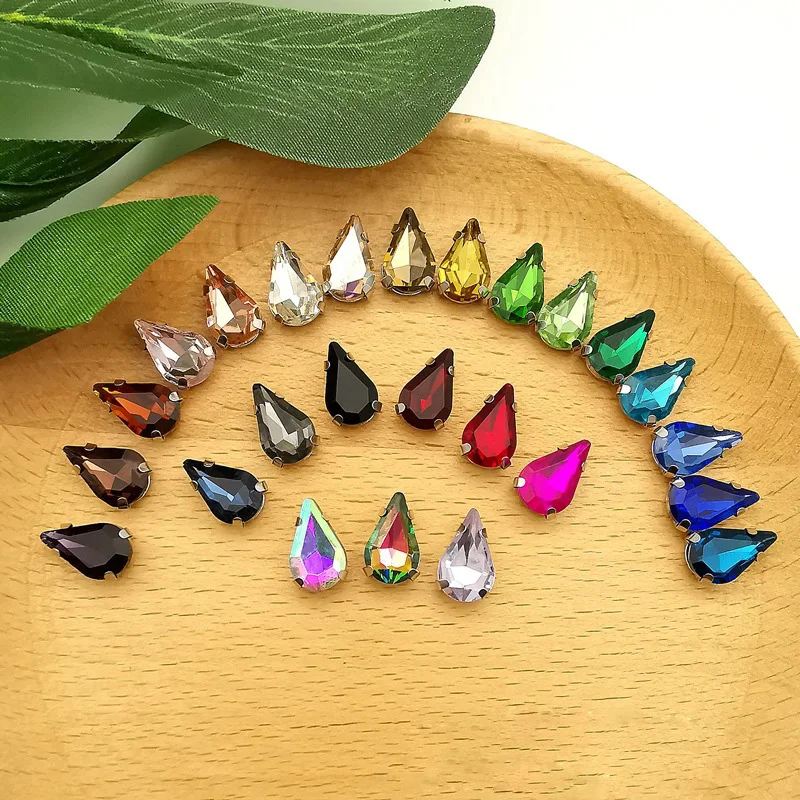 30pcs-Pear-Drop-Glass-Rhinestones-Colorful-Crystals-Pointback-Glitter ...