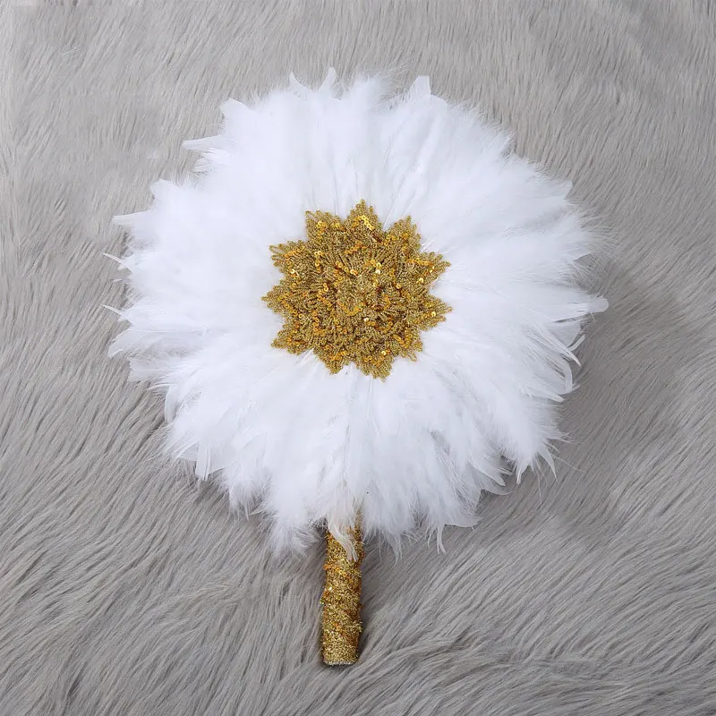 European Bride Holding Feather Fan Bridesmaid Large Decoration Fan ...