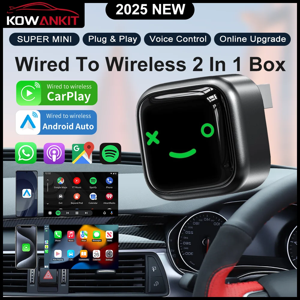 Wireless Carplay Android Auto 2025 Mini Adapter,Plug & Play Fits Cars ...