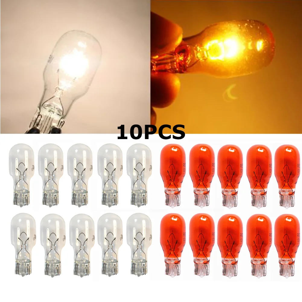 10pcs Clear Glass Amber White T15 W16W Halogen Lamp Bulbs 12V 16W Car ...