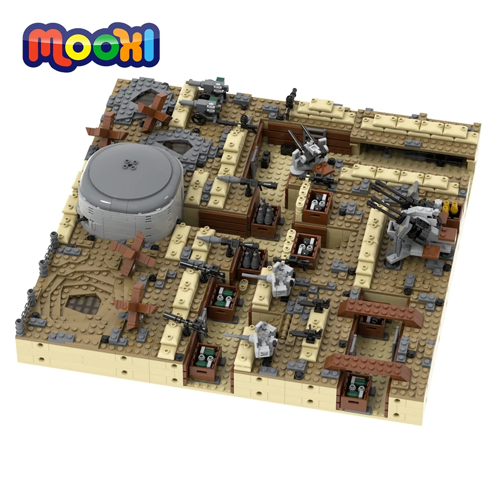MOOXI Military Trench Scene Set Model MOC Bricks WW2 Fortifications ...
