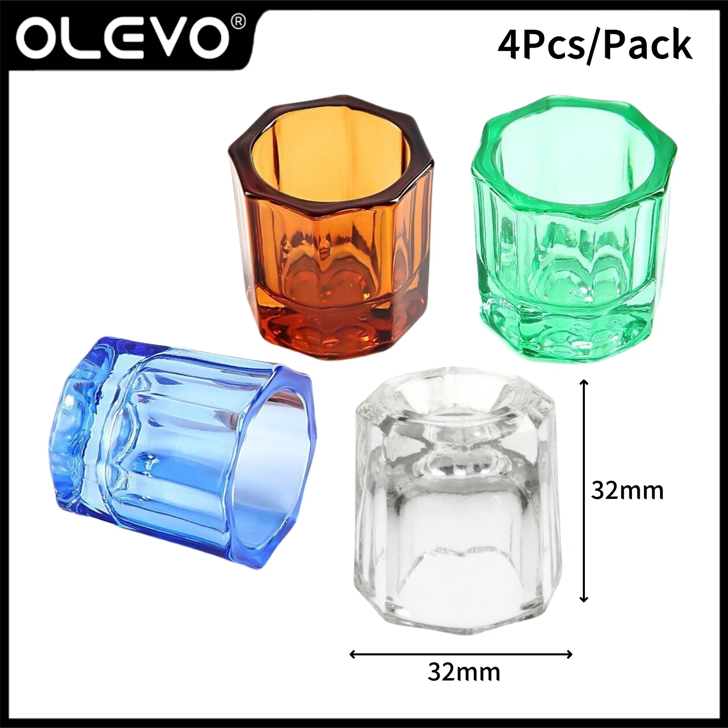 4-Piece Crystal Glass Dappen Dish Set for Dental and Nail Art ...