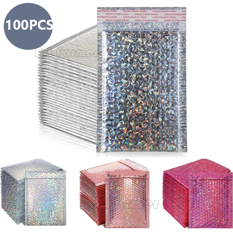 100-Pcs-Silvery-Metallic-Bubble-Mailers-Foil-Bubble-Waterproof ...