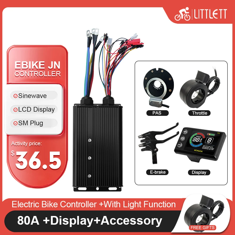 Ebike Sine Wave Controller 48V 72V 80A with Light Function UKC1 LCD ...