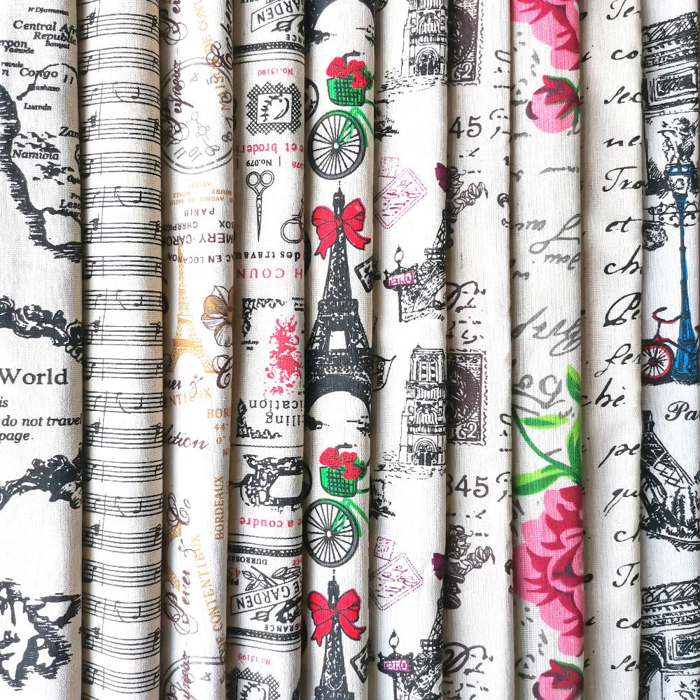 45x150CM Vintage Retro Elegant Paris Eiffel Tower Flag Printed Fabric ...