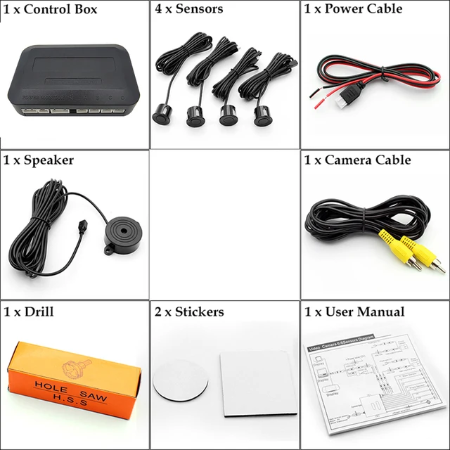 Video Parking Sensor Kit Car Reverse Backup Radar Assistance Auto ...