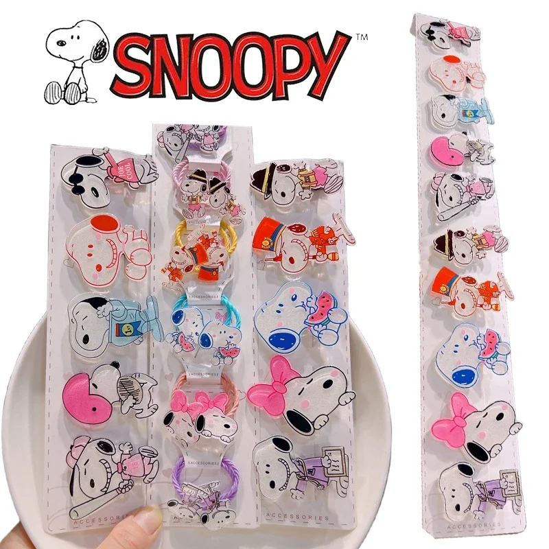 10PCS-Set-Snoopy-Hairpin-Women-Girls-Basic-Hair-Bands-Kawaii-Elastic ...