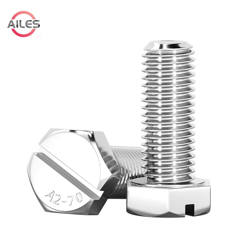 304 Stainless Steel Slotted Outer Hexagon Screws M4 M5 M6 M8 M10 M12 ...