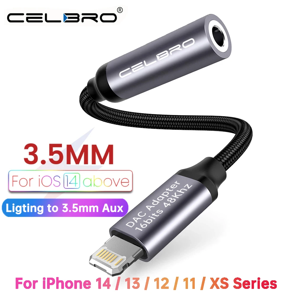 For Iphone 14 13 L To 3.5 Mm Aux Audio Cable For Ios 15 For Iphone To 3 ...